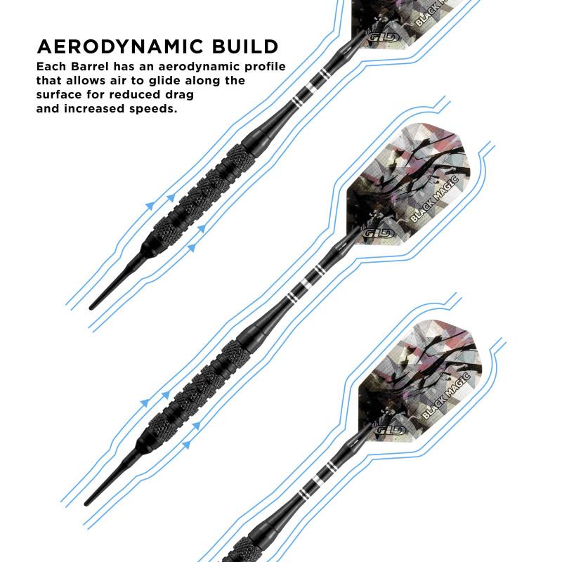 Viper Black Magic Soft Tip Darts 6 Knurled Rings 18g